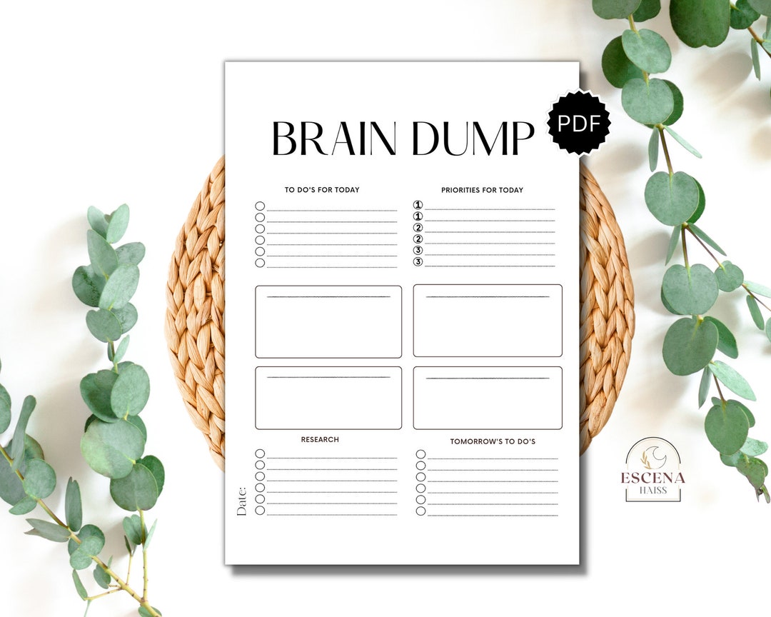 Simple Brain Dump Printable Journal Planner Insert Adhd Daily - Etsy