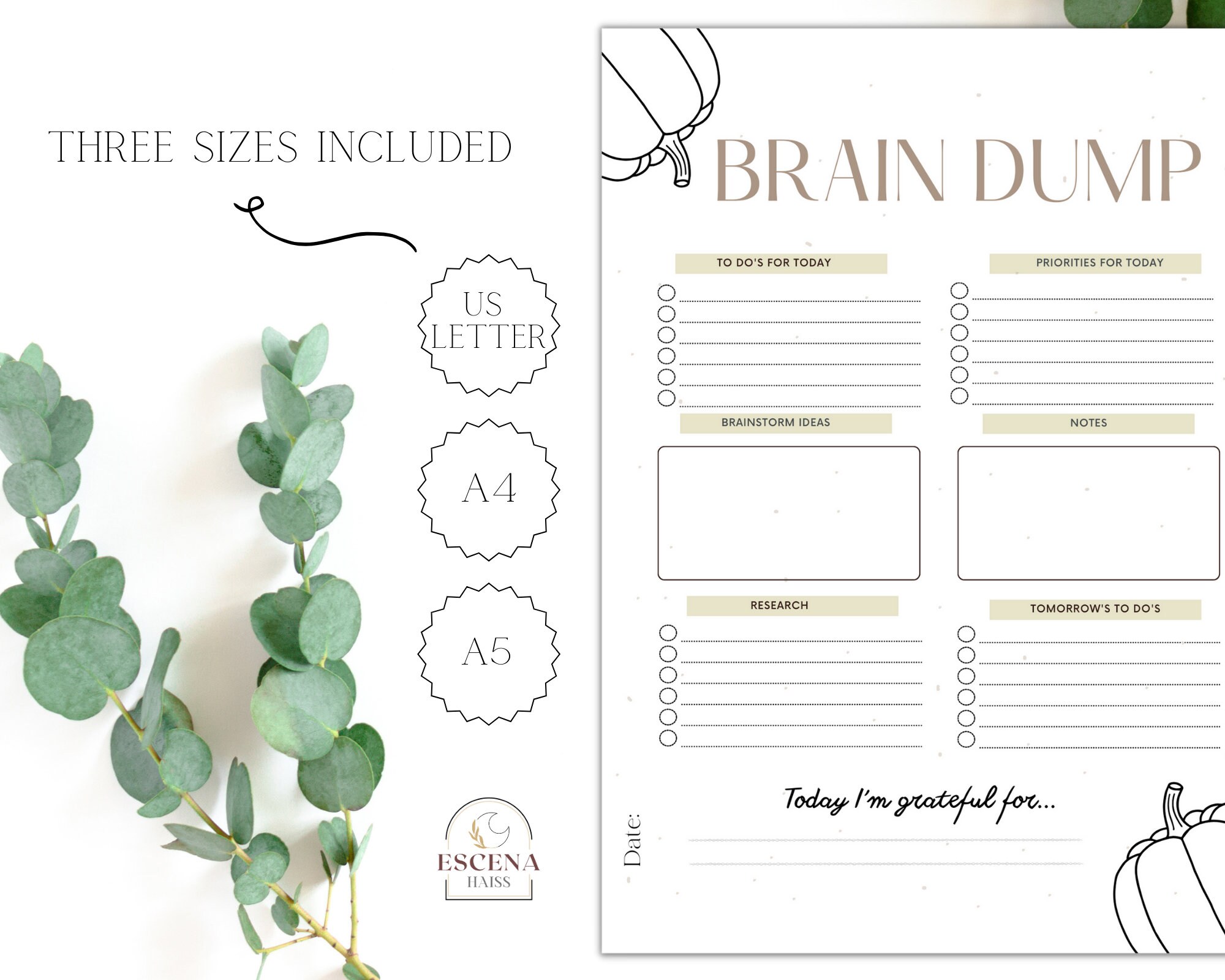Brain Dump Printable to Do List Printable Planner Journal - Etsy