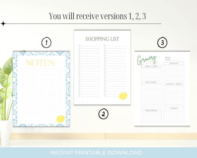 Printable Grocery List Bundle: Meal Planner, Shopping List, Notes (US ...