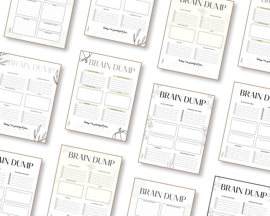 Brain Dump Template Bundle Thought Organizer Journal Priority Matrix ...