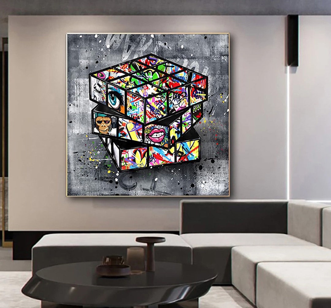 Rubik Cube Canvas Paintings for Wall - Etsy