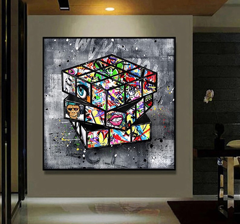 Rubik Cube Canvas Paintings for Wall - Etsy