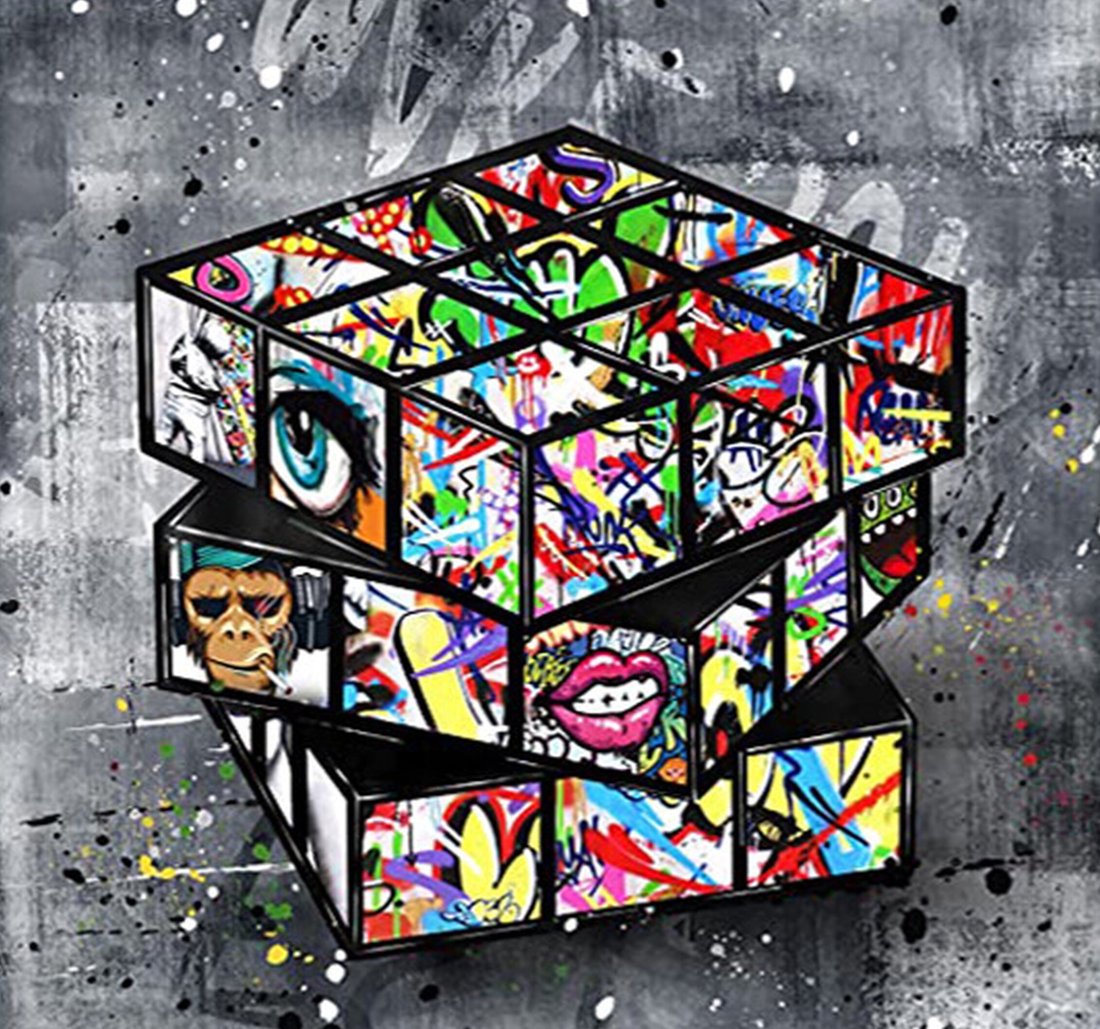 Rubik Cube Canvas Paintings for Wall - Etsy