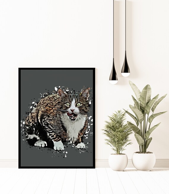Creative Poster of a Cat in Cartoon Look to Download and Print - Etsy