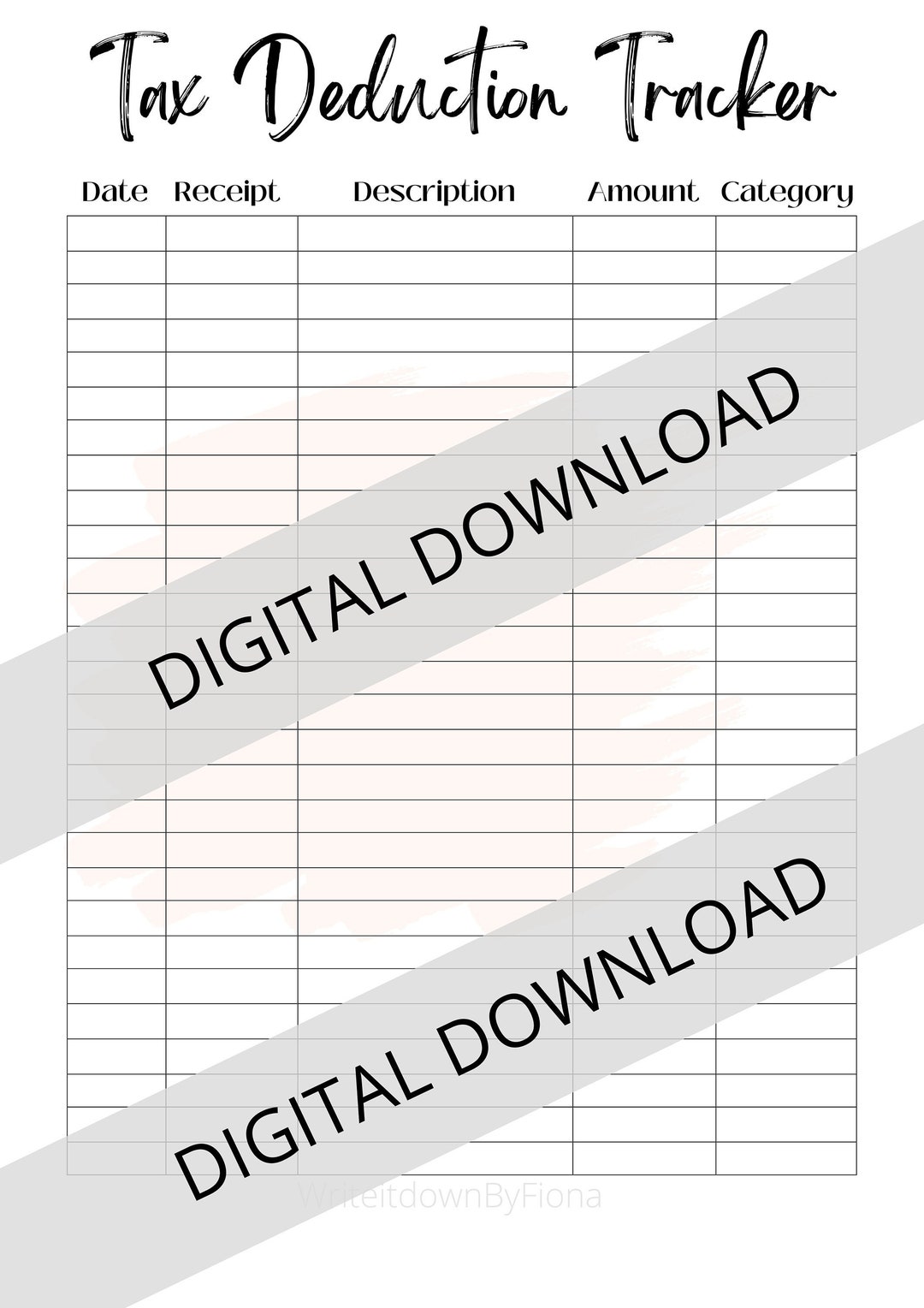 Tax Deduction Tracker // Printable and Digital Friendly A4 PDF Size. - Etsy