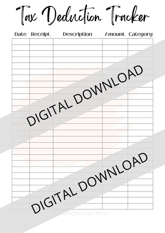 Tax Deduction Tracker // Printable and Digital Friendly A4 PDF - Etsy