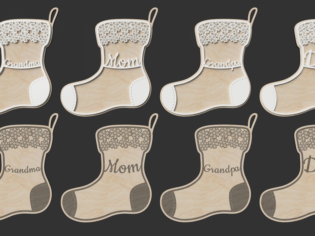 Christmas Sock Ornaments Laser Cut Files Personalized Family Relatives ...