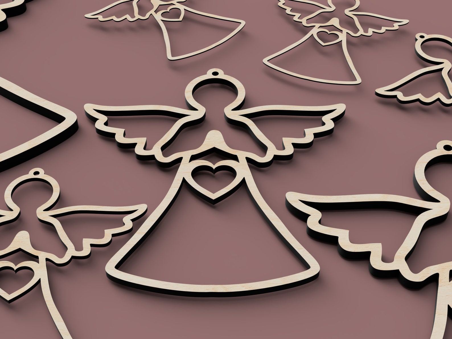 Angel of Advent With Hart Laser Cut Files Hanging Christmas Tree ...