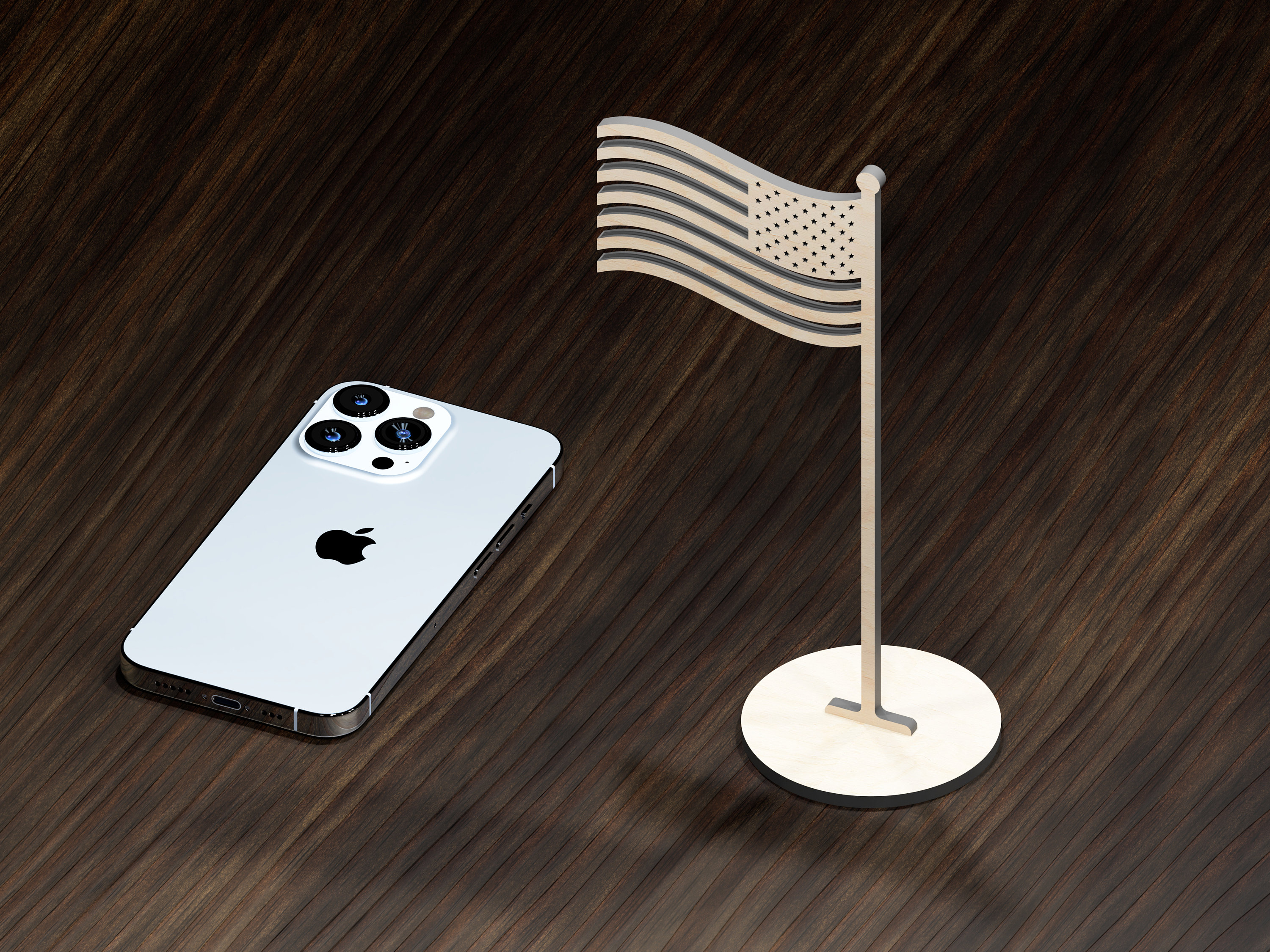 American Flag for Desk Laser Cut Files Small USA Flag Vector Glowforge ...