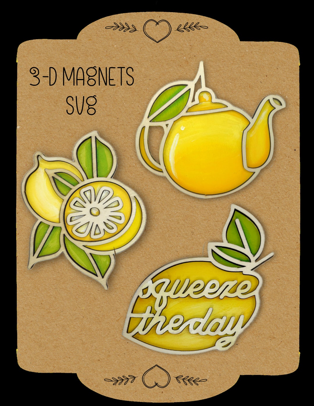 Lemon Themed Laser Svg Magnet Set. SVG File, Lemon Themed Wall Hanger ...