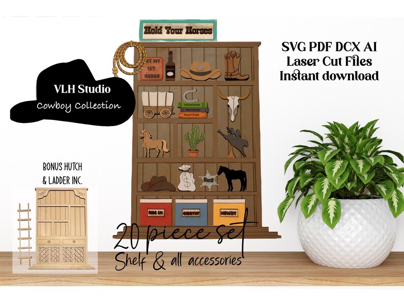 Cowboy Shelf SVG Laser Cut File | Cowboy Rodeo Lwall Decor Digital ...