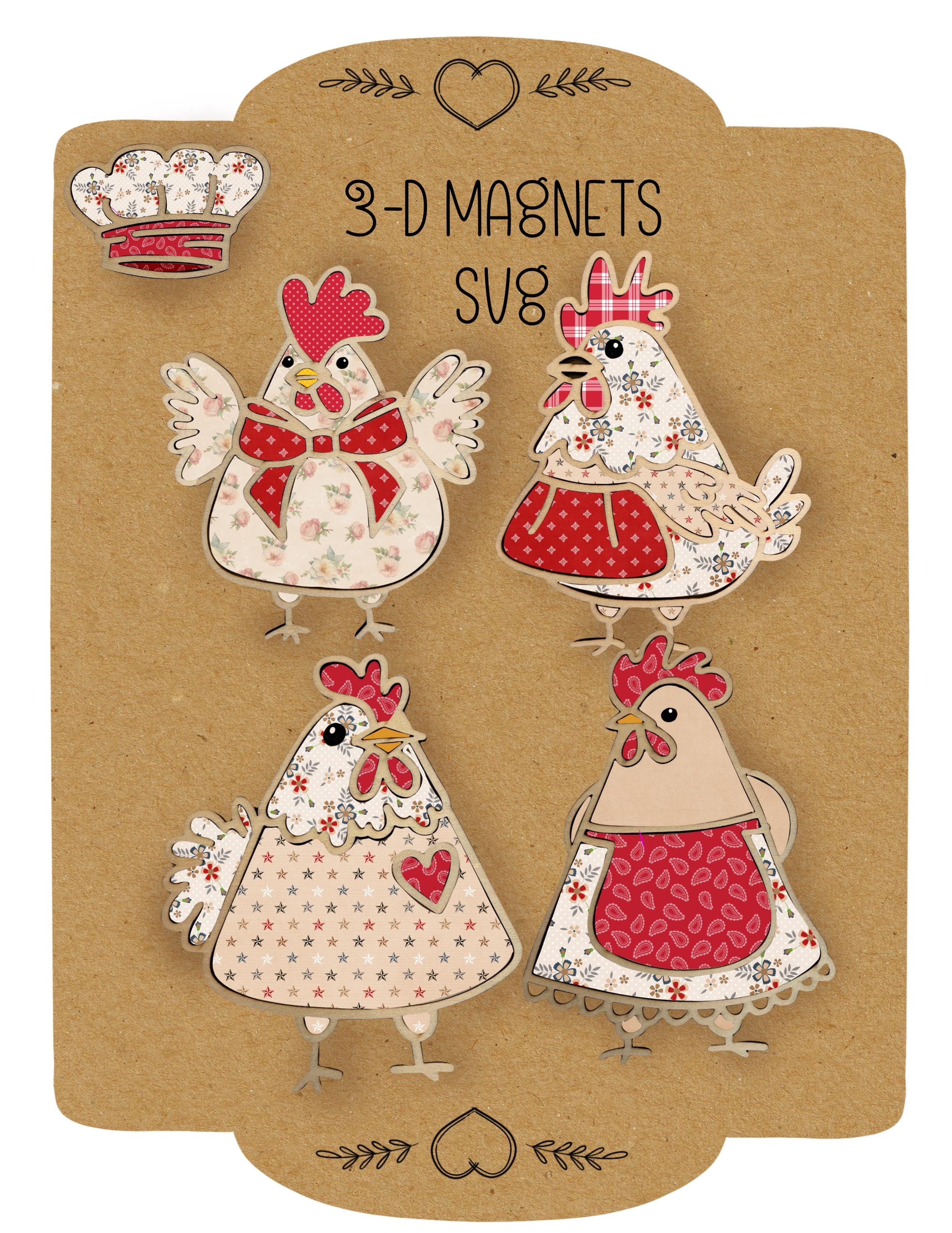Kitchen Chickens , Hens With Aprons Laser SVG PDF DCX Pattern Digital ...