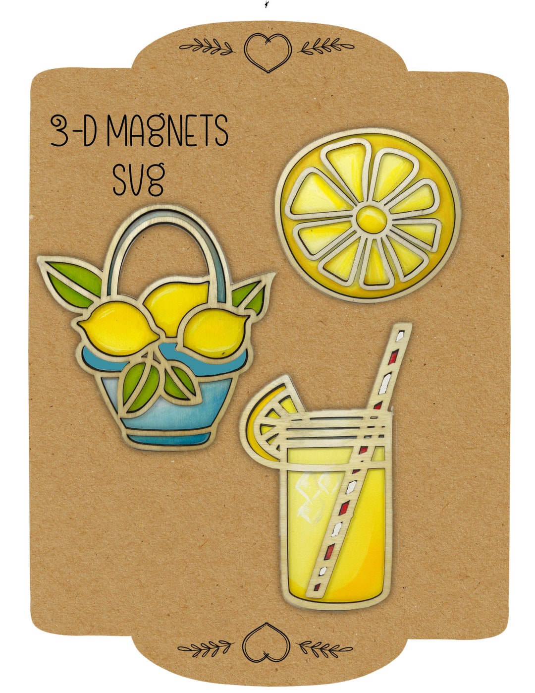Lemon Themed Laser Svg Magnet Set. SVG File, Lemon Themed Wall Hanger ...