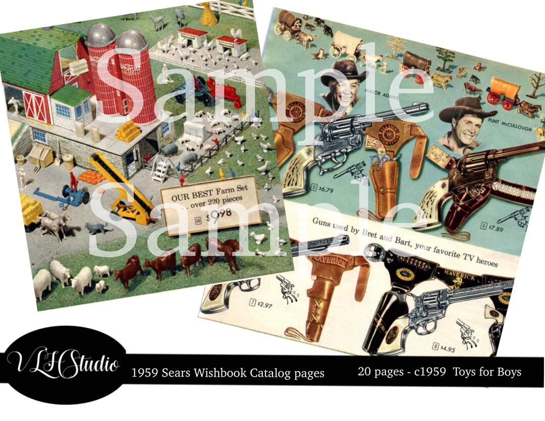 1959 Vintage Christmas Retro Toy Catalog Book Pages Wishbook Boys Toys ...