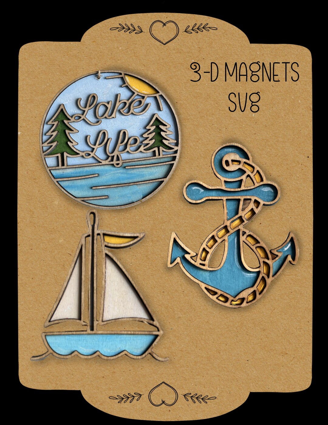 Coastal Lake Themed Laser Svg Magnet Set. SVG File, Coasta L Wall ...