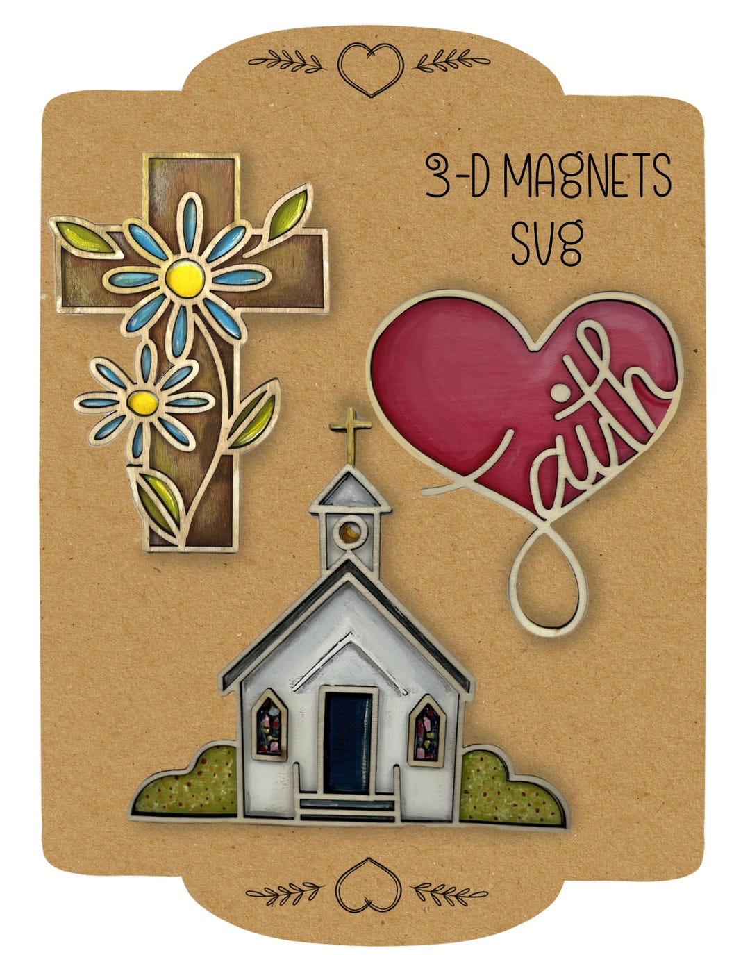 Faith Christian Svg Magnet Set. Religious Ornaments, Keychain. SVG File ...