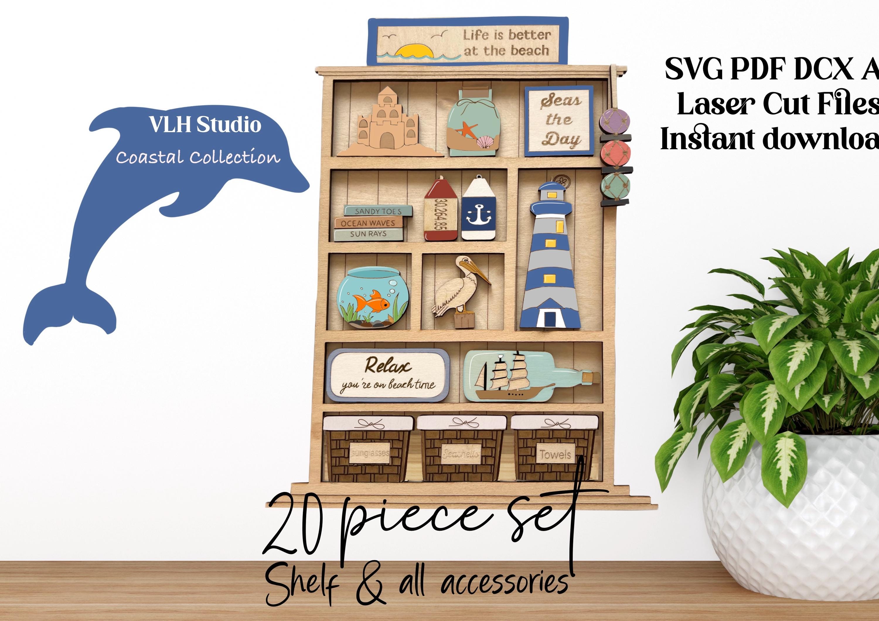Beach Shelf SVG Laser Cut File | Coastal Wall Decor Digital Download ...