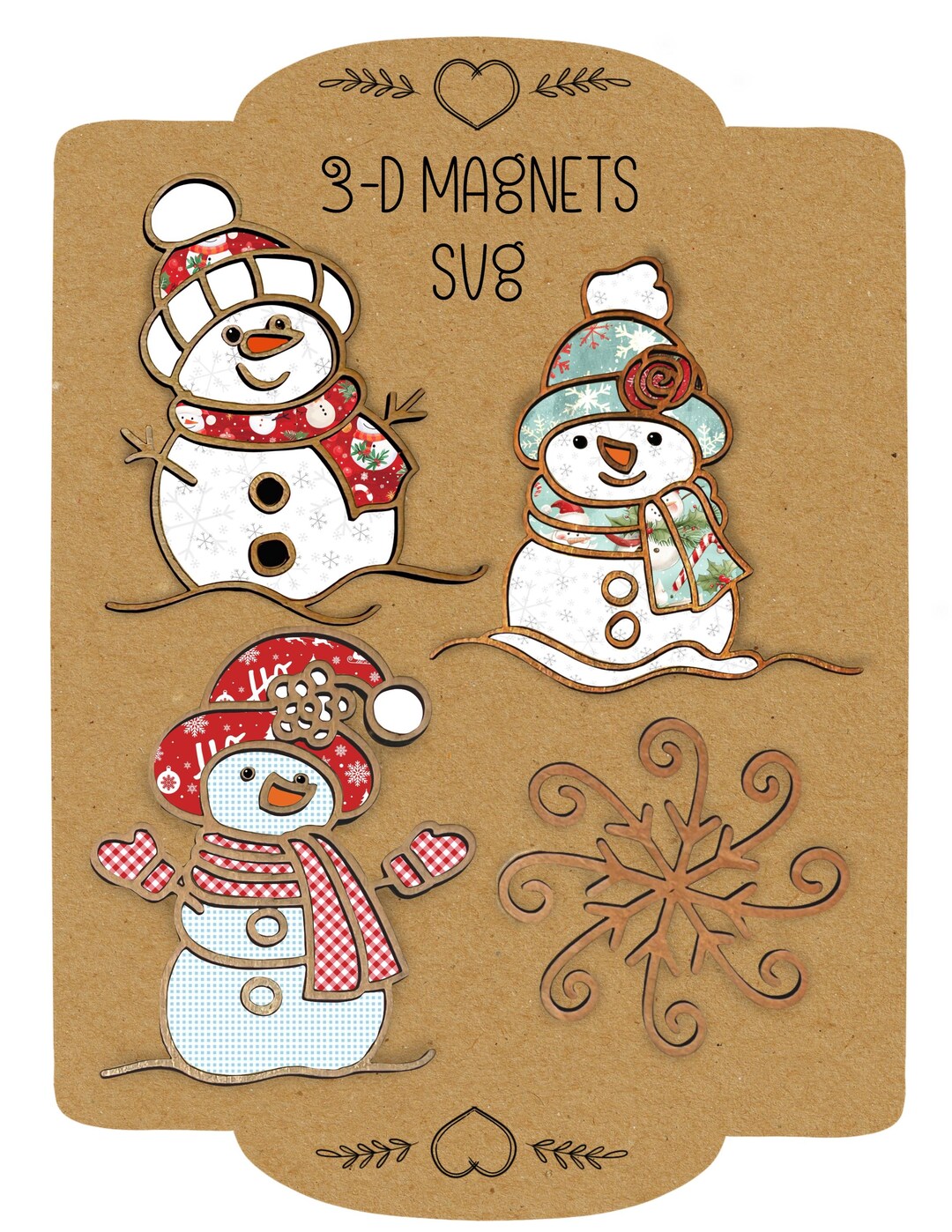 Snowman Snowflake Svg Magnet Set. Instant Download Snowman Christmas ...