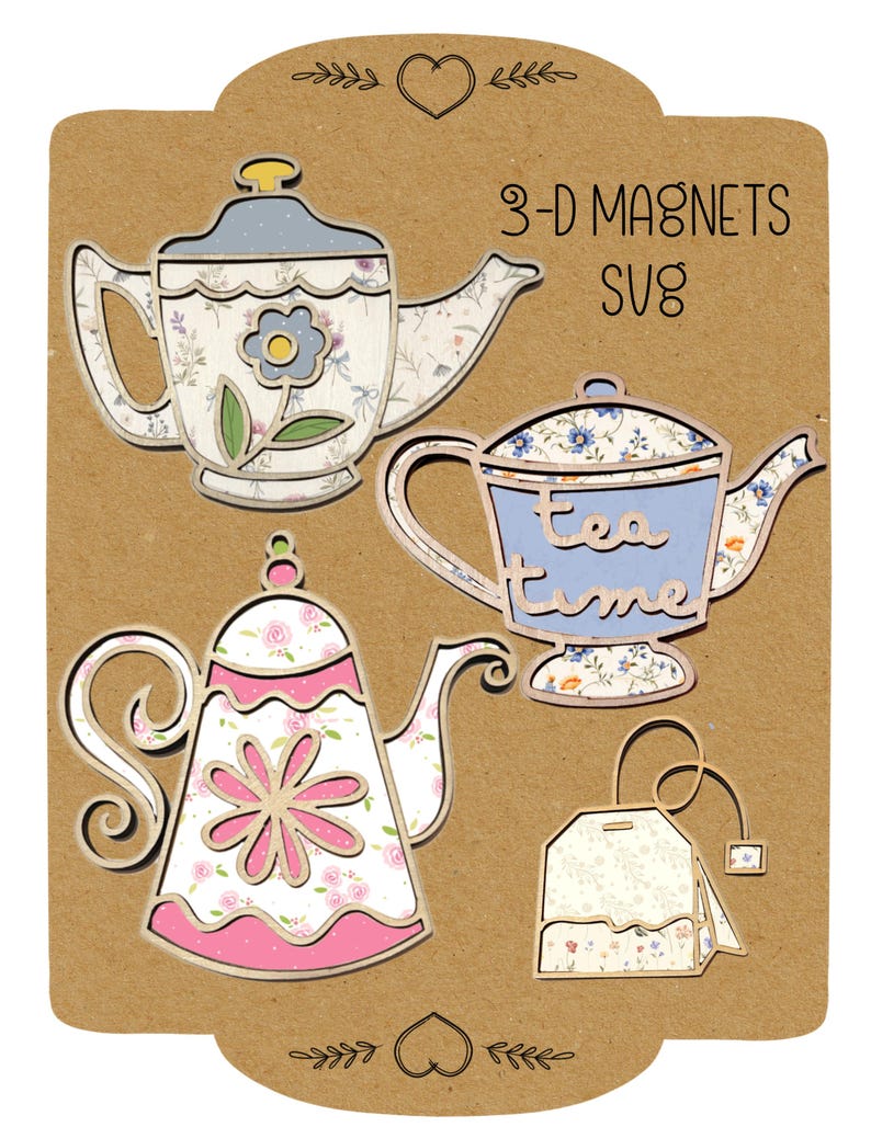 Dainty Teapots Svg Magnet Set. SVG Coquette Teapots Christmas Ornaments ...