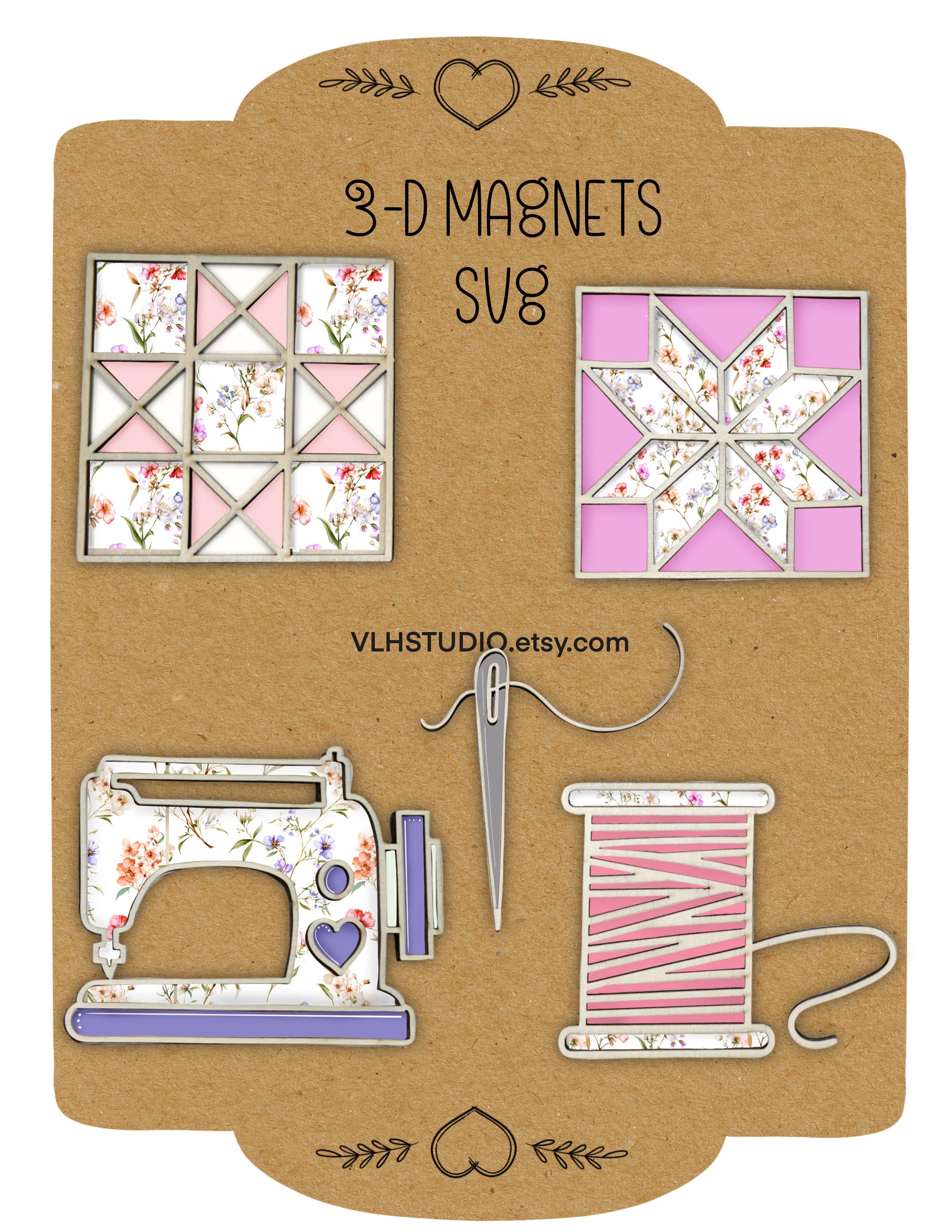 Quilter Magnet SVG Set –quilting Sewing Magnet Wall Art – Layered Laser ...