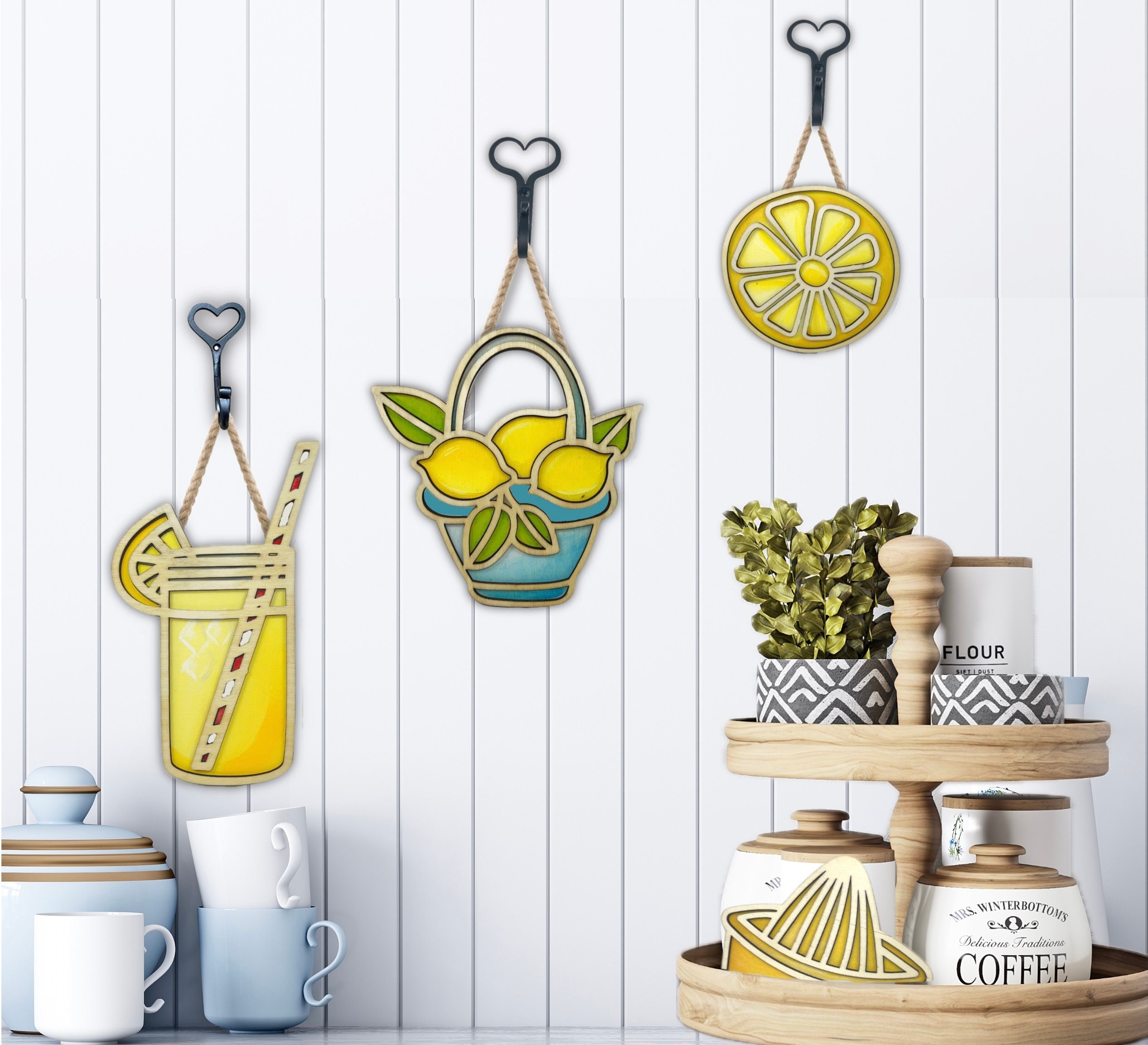 Lemon Themed Laser Svg Magnet Set. SVG File, Lemon Themed Wall Hanger ...