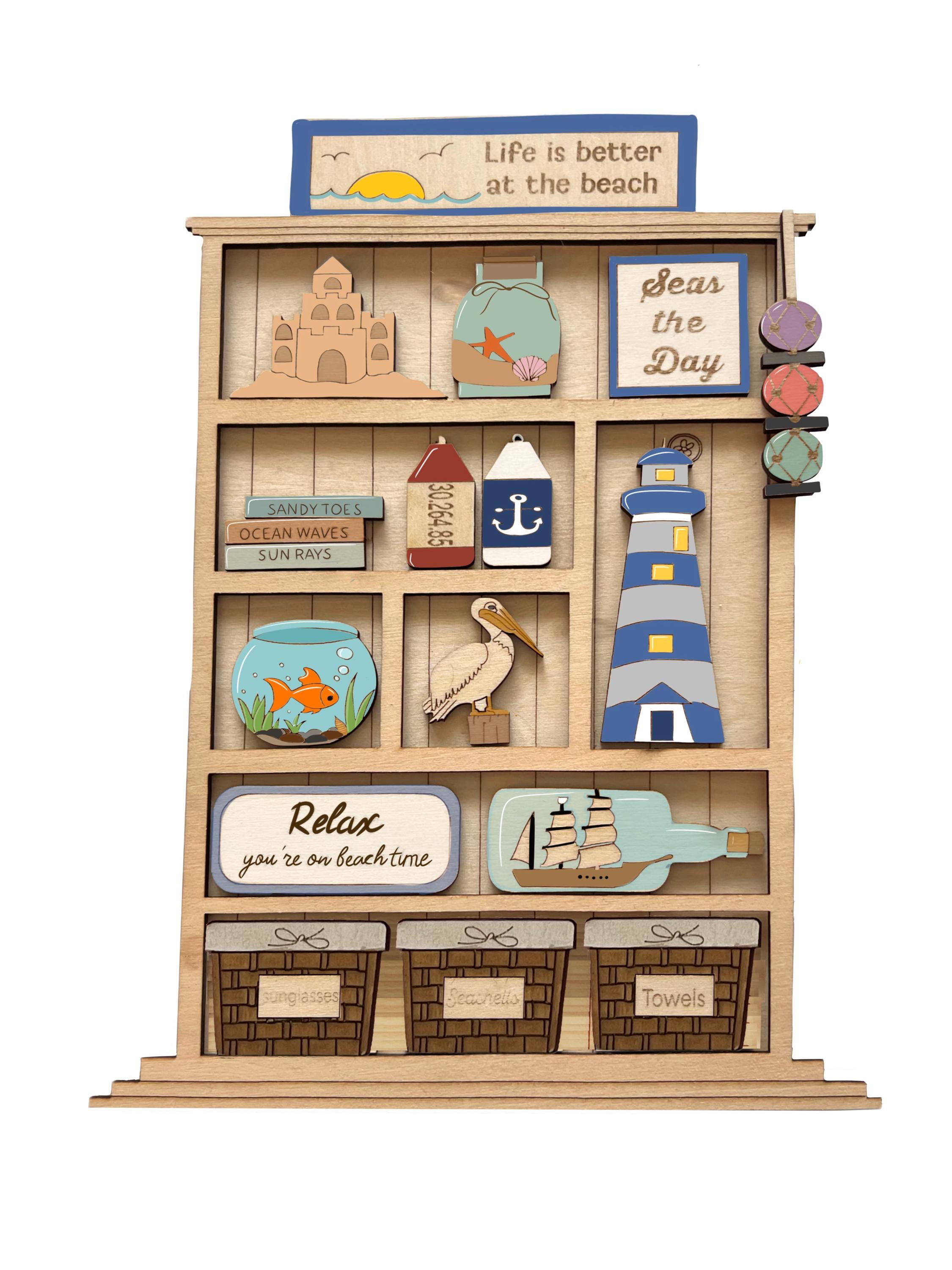 Beach Shelf SVG Laser Cut File | Coastal Wall Decor Digital Download ...
