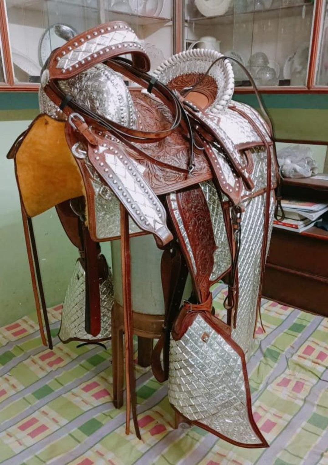 Handmade'' Western Show Horse Saddle Light Chestnut 16" Seat | Tooled ...