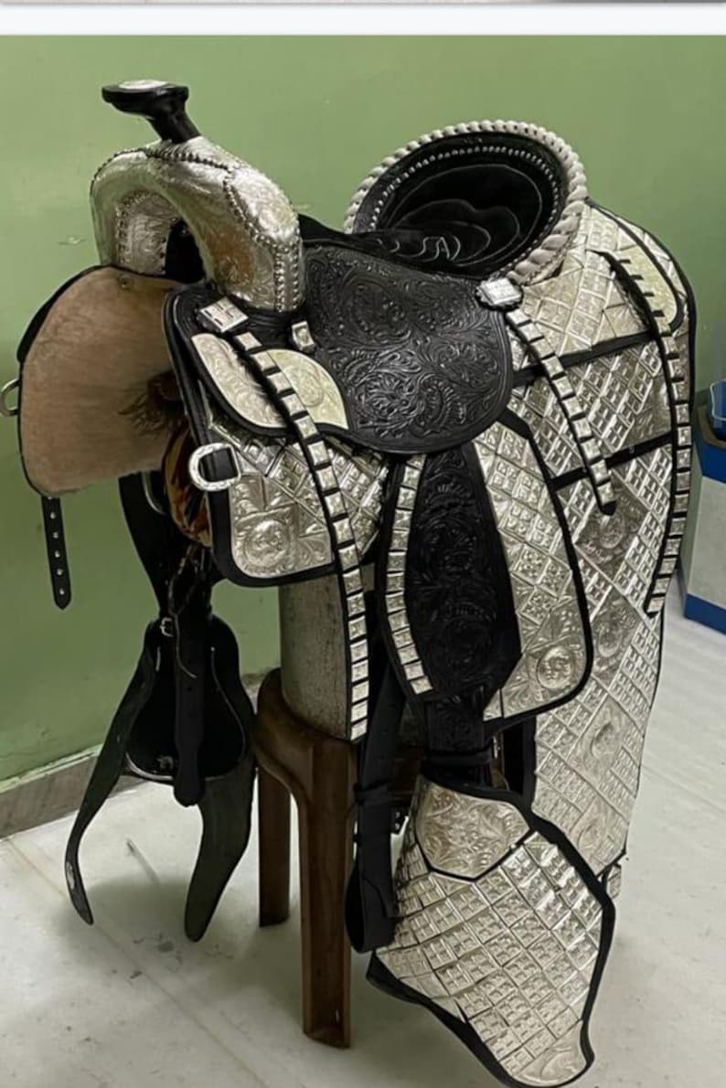 Handmade Western Show Saddle, 16'' Black Seat With Silver Fittings - Etsy
