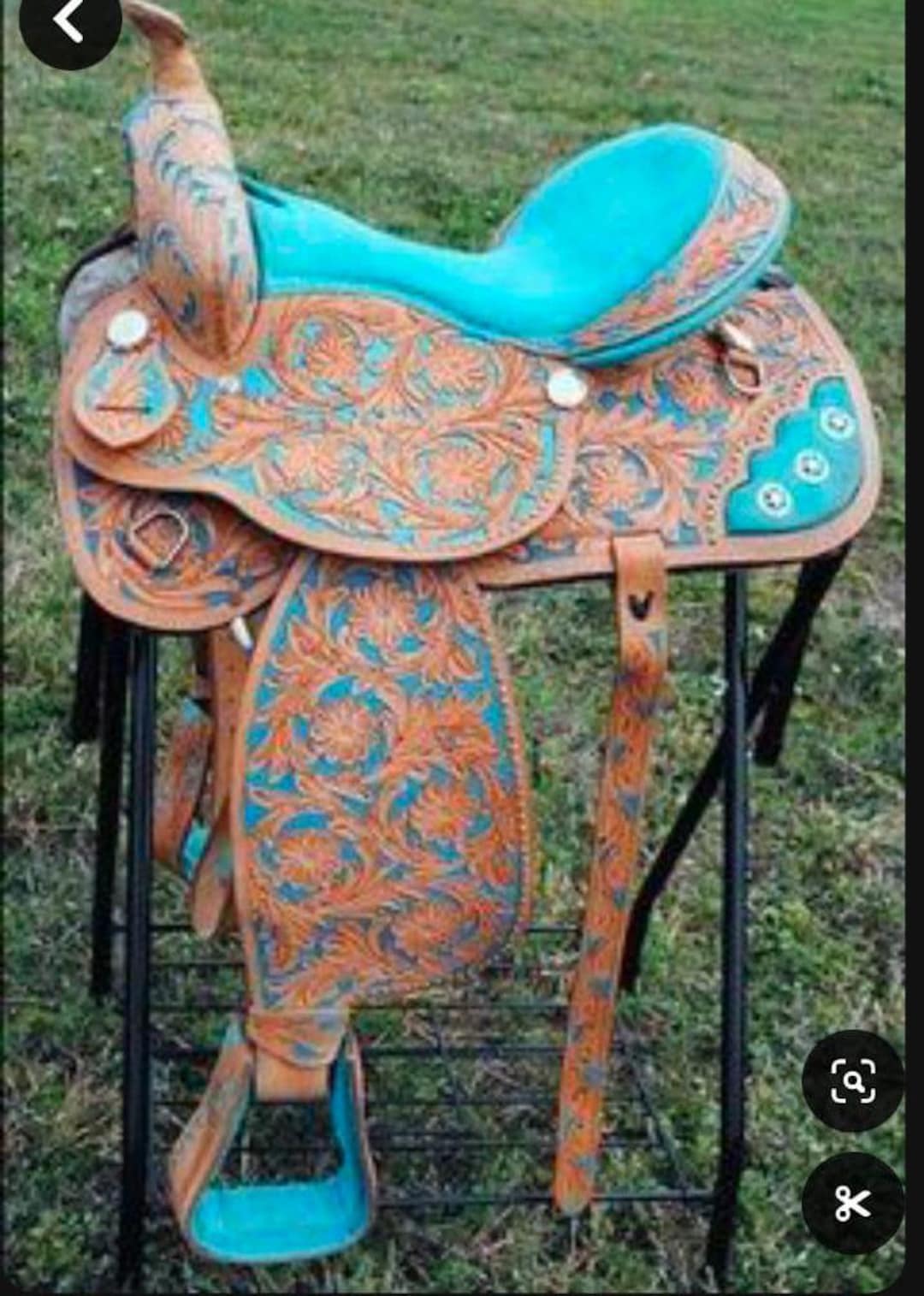 Western Saddle Natural and Blue Colour Combination Eco Leather Size 15 ...