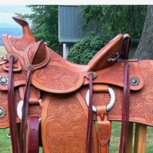 Western Roper Seat Horse Saddle Eco-leather Chestnut Colour 16" All ...