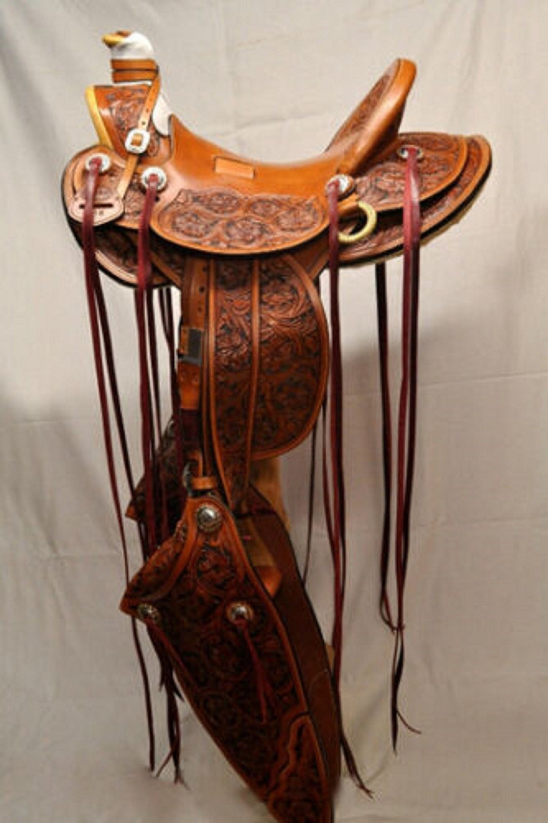 Western Saddle Hot Seat Colour Chestnut Eco Leather Pleasure Trail Seat ...