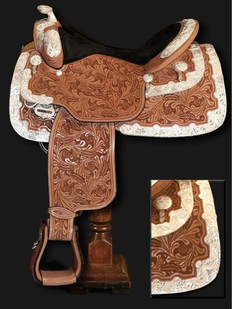 Western Show Horse Saddle Natural Colour Eco Leather Size 16" Inches ...