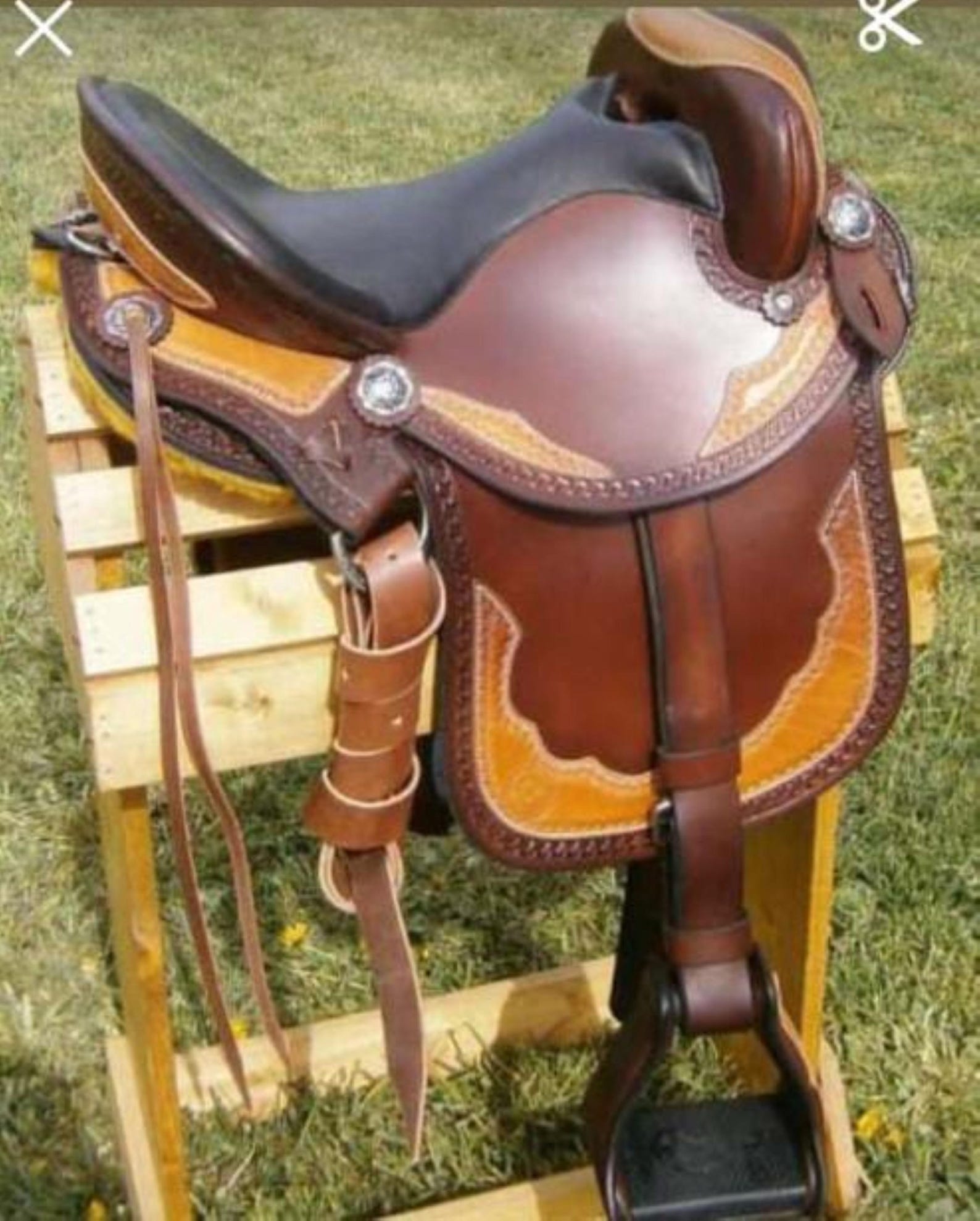 Endurance Saddle Eco Leather Saddle 16" Inch Colour Chestnut and Yellow ...