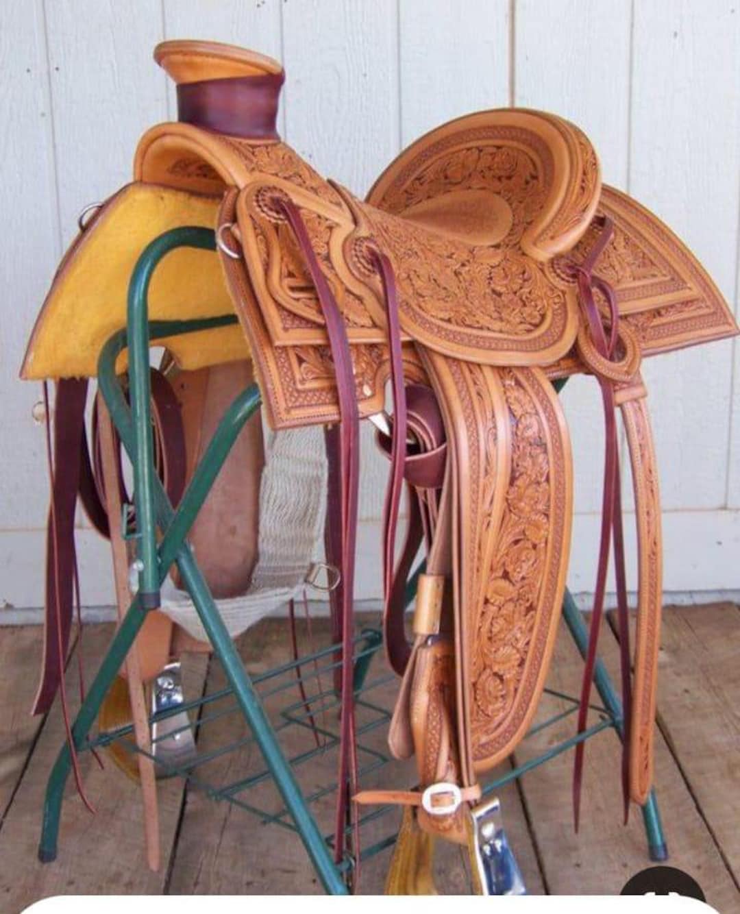 Western Saddle Big Horn Seat Chestnut Colour Eco Leather 16'' Inches ...