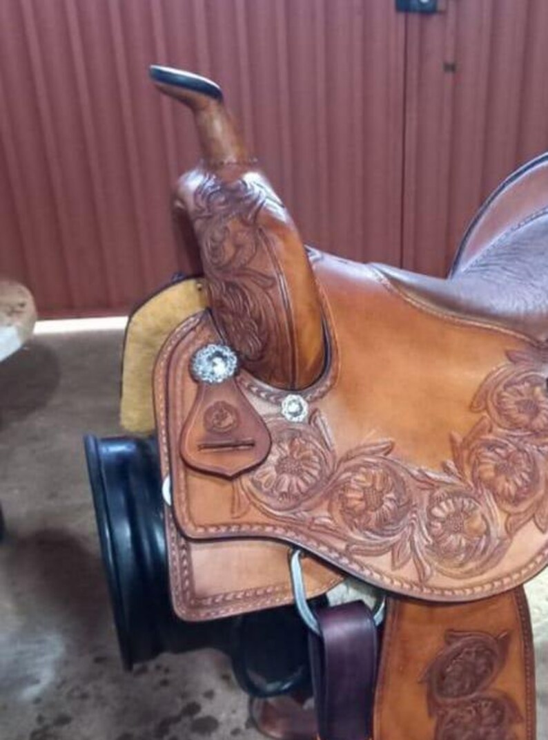 Western Bairel Padded Seat Saddle Colour Dark Chestnut 16" Inches ...