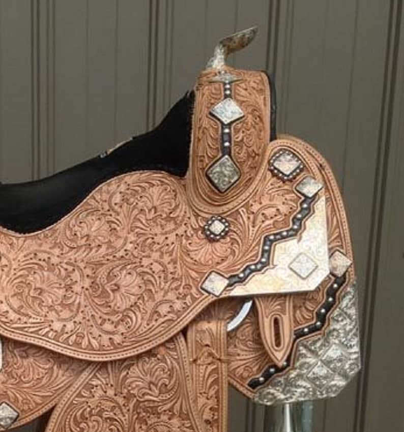 Western Show Horse Saddle Natural Colour Seat Size 16'' Inches Pleasure ...