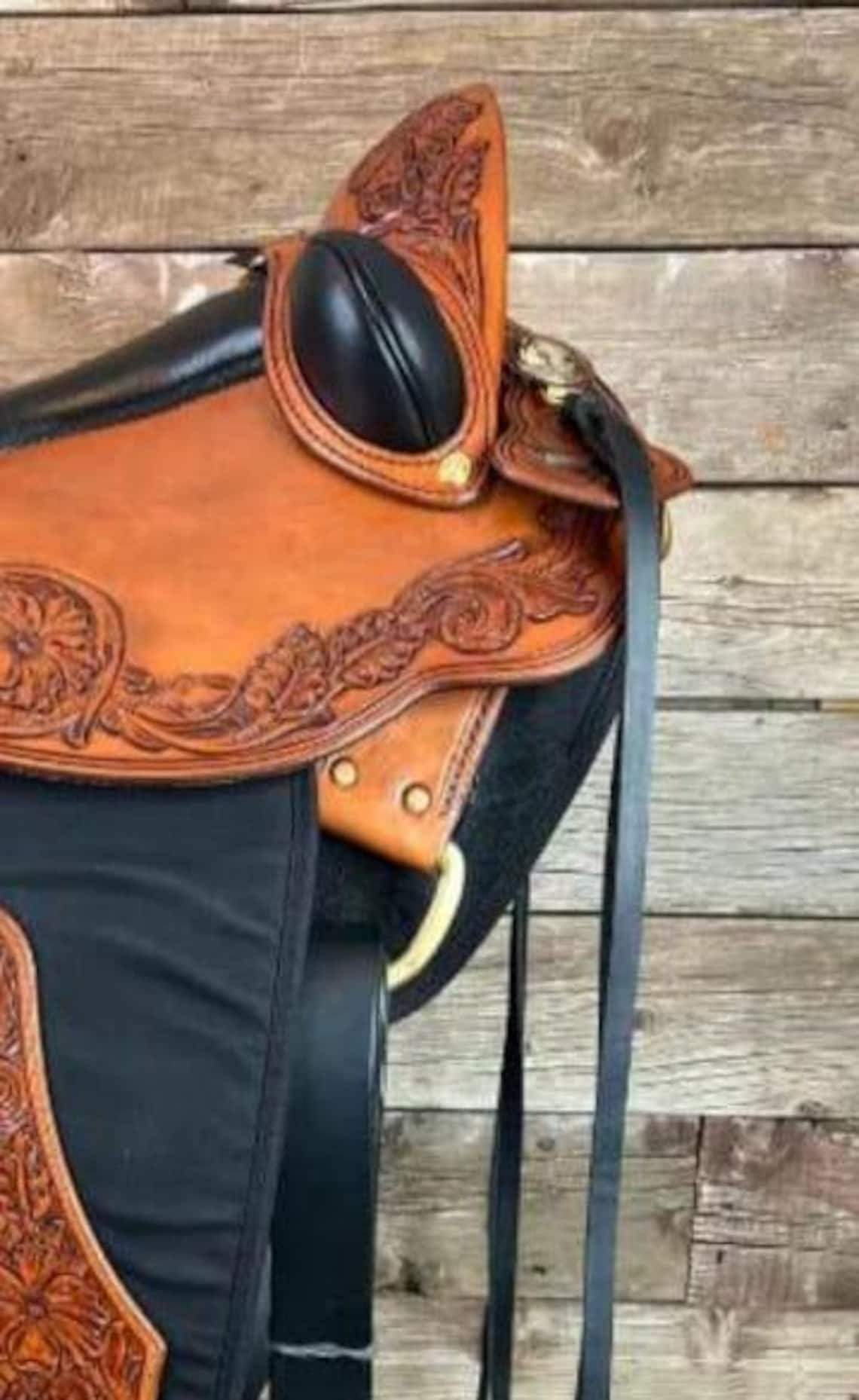 Western Endurance Saddle Eco Leather Colour Black and Chestnut Pleasure ...