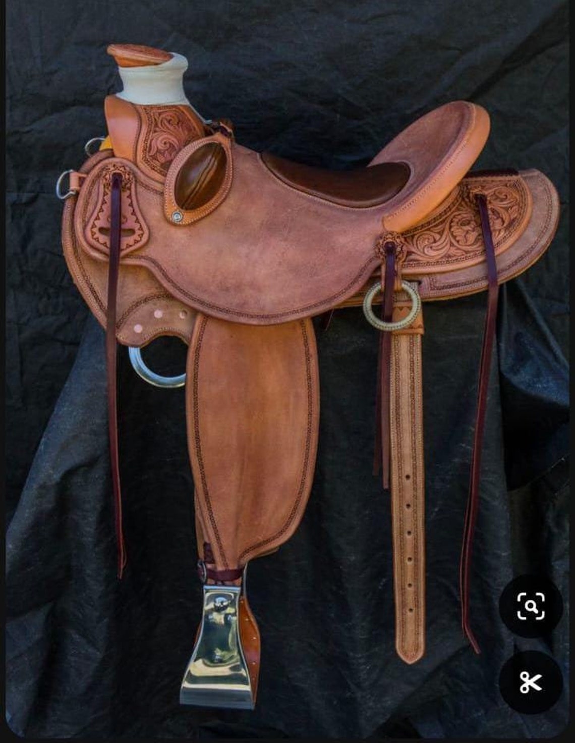 Western Roper Saddle, Natural Brown Leather, Padded Seat (16") - Etsy ...