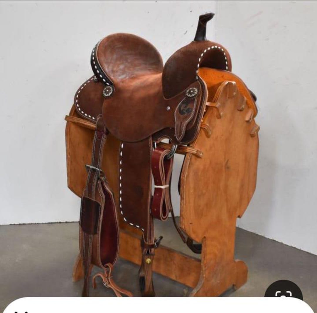 Western Saddle Eco Leather With Drum Dye Colour Chestnut 16" in ...