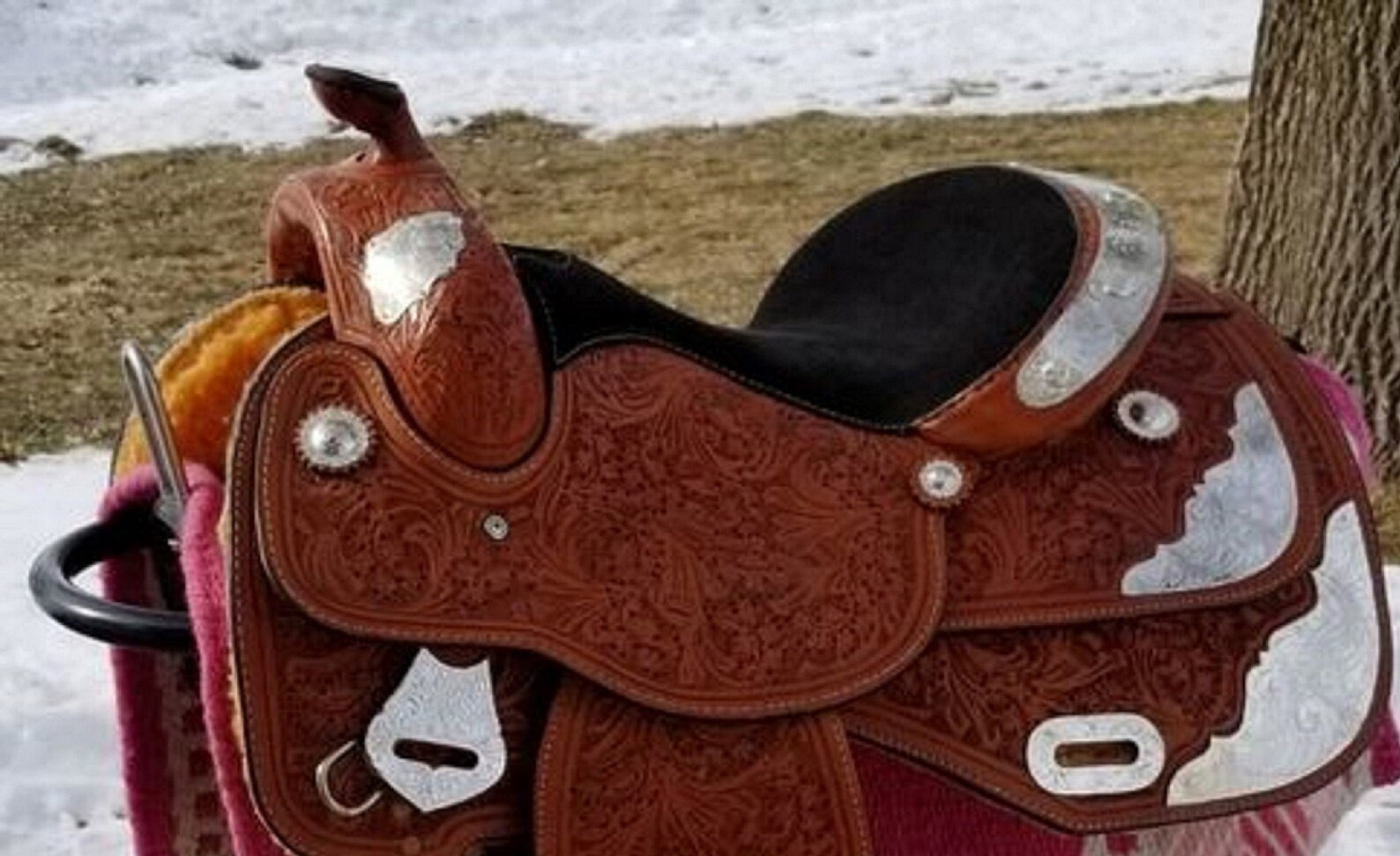 Western Show Saddle Colour Brown Eco Leather 16" Inches Pleasure Trail ...