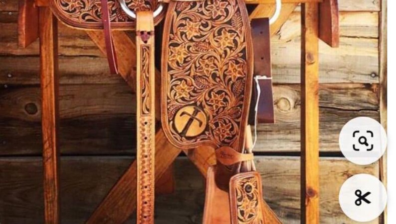 Western Barrel Saddle Natural and Chesnut Colour Eco Leather Seat 16'' Inches Horse Saddle ...