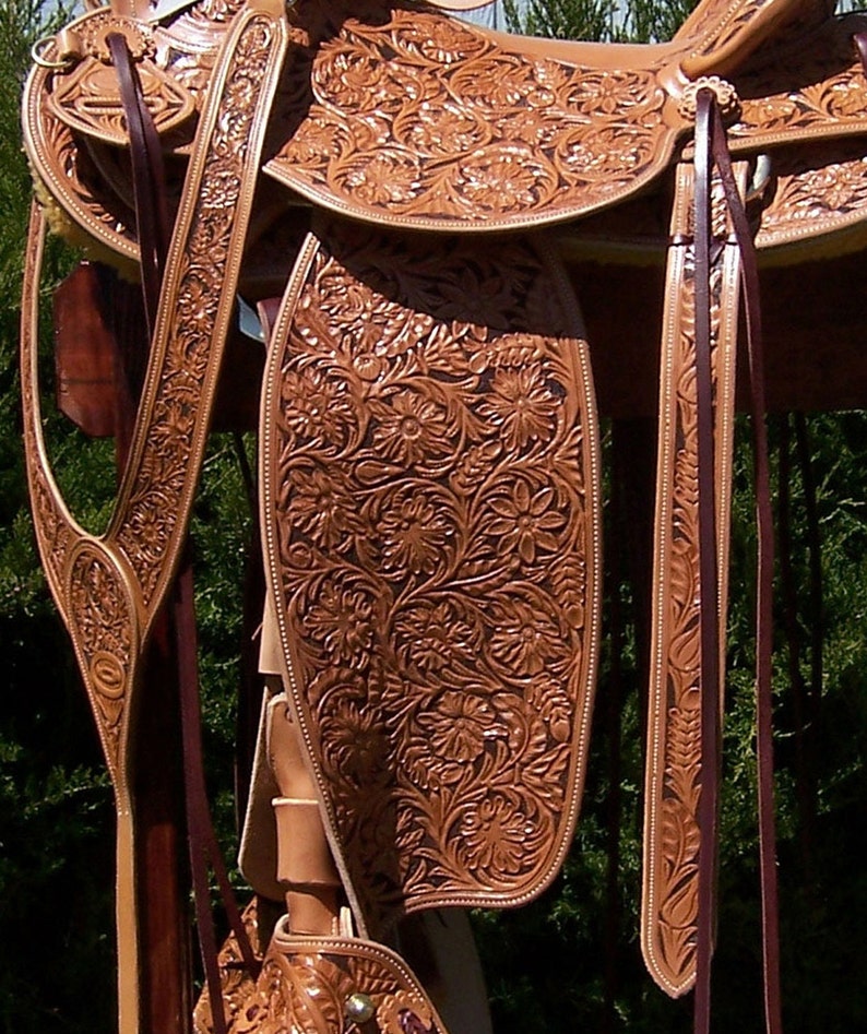 Handmade'' Tooled Leather Western ''horse Tack'' Saddle Set With ...