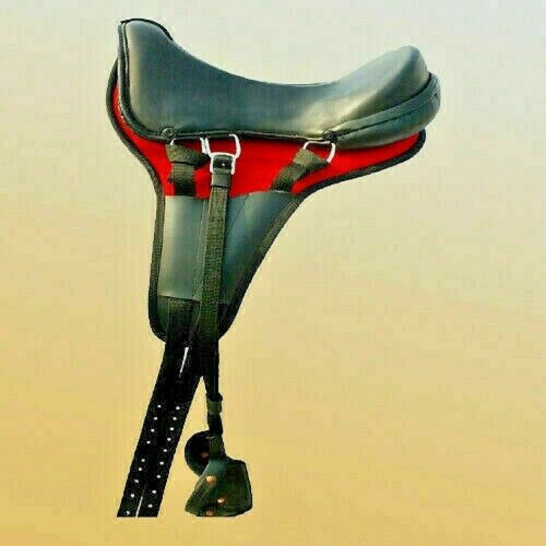 Black & Red Treeless Synthetic Horse Saddle – Lightweight Bareback ...
