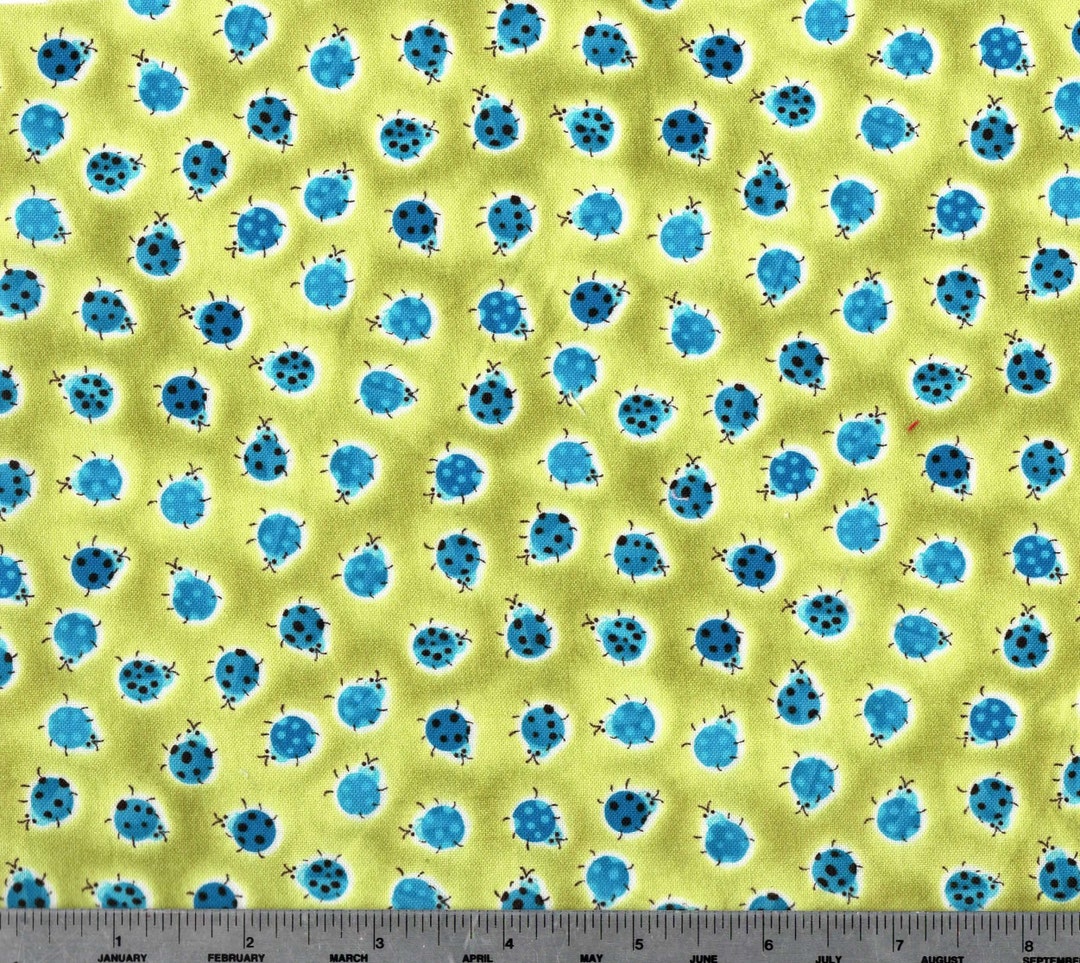 Ladybug Print Cotton Broadcloth Fabric, Green Background - Etsy