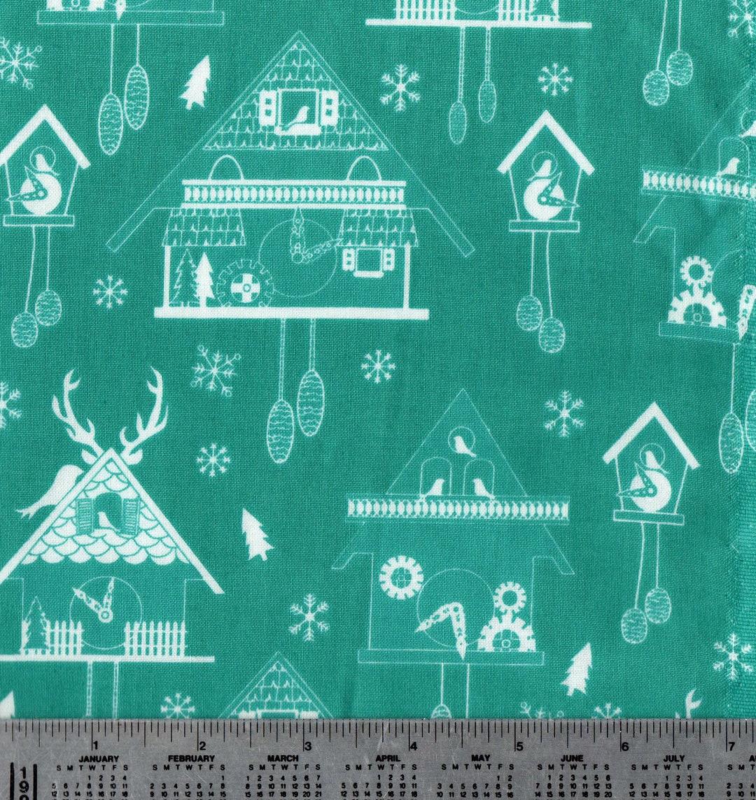 Teal Blue Clock Print Cotton Fabric, Retro Sewing Fabric - Etsy