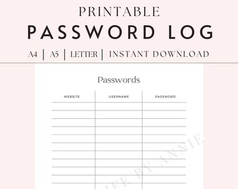 Printable Password Tracker Password Log Address Book Pages - Etsy