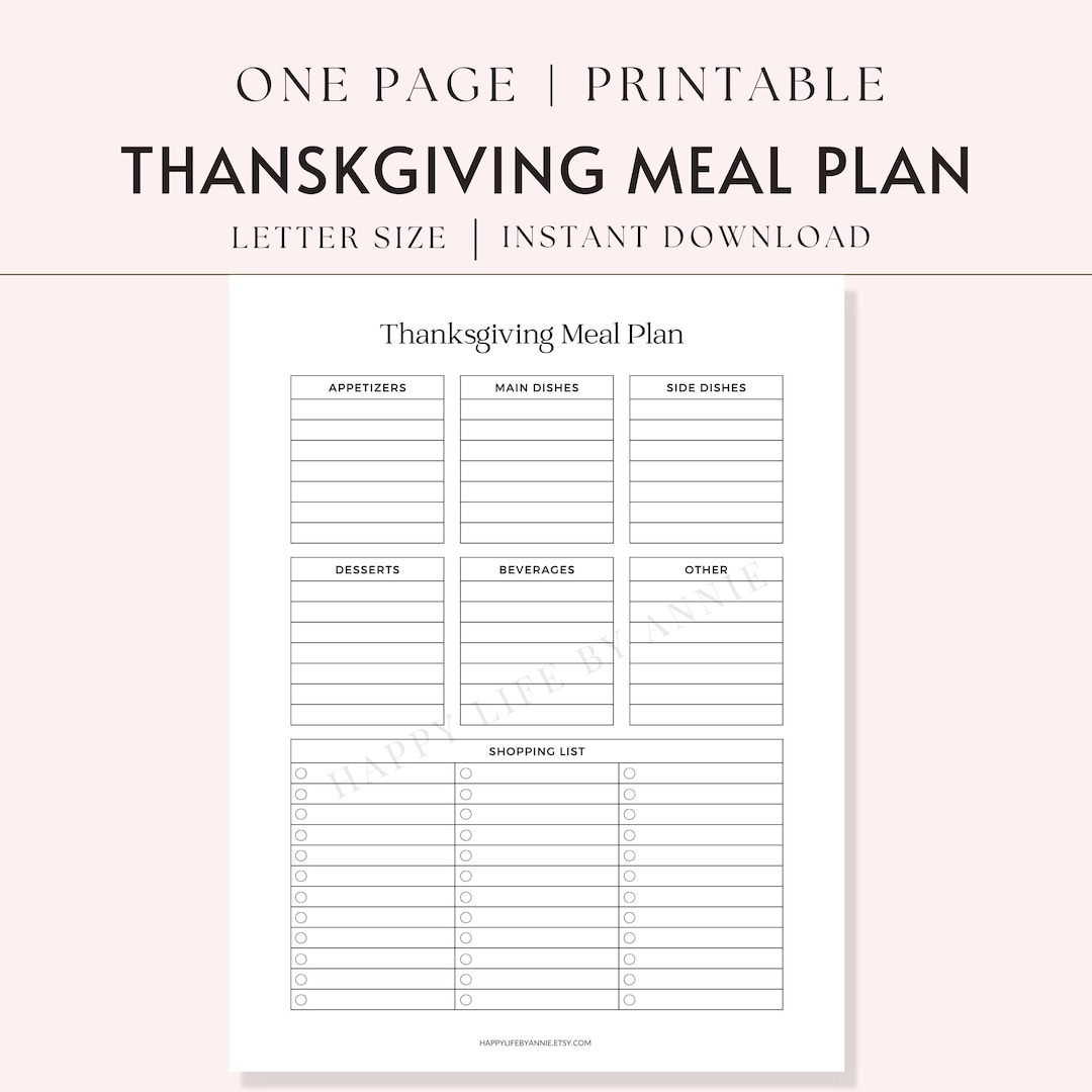 Thanksgiving Meal Plan, Thanksgiving Dinner, Thanksgiving Menu ...