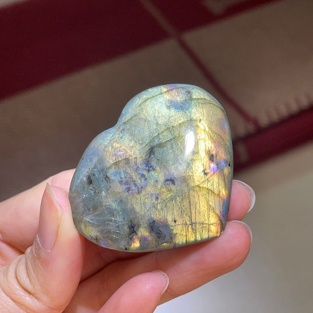 Labradorite Heart With Sunset Flash | Labradorite Crystal Heart - Etsy