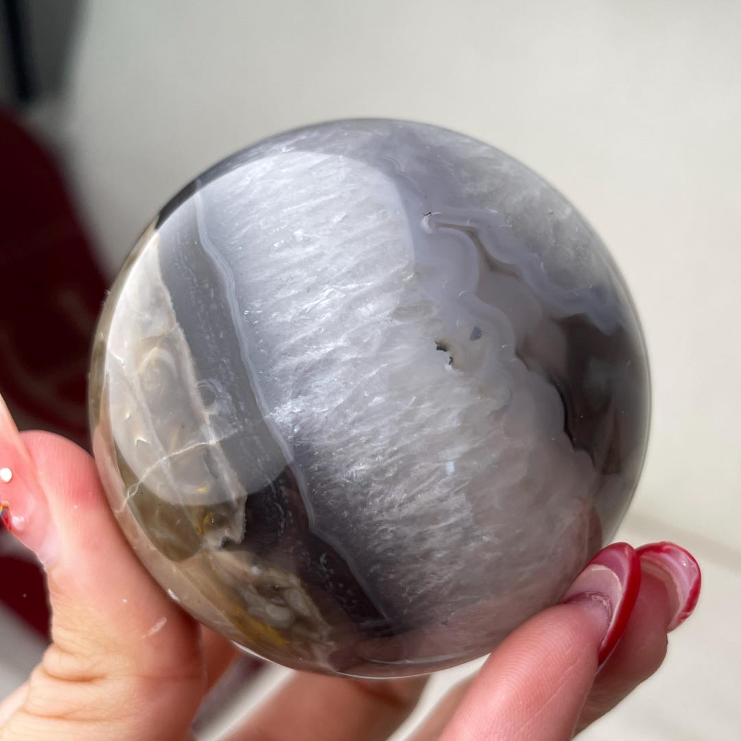 Large Volcano Agate Sphere | Football Agate Sphere | UV Reactive - Etsy