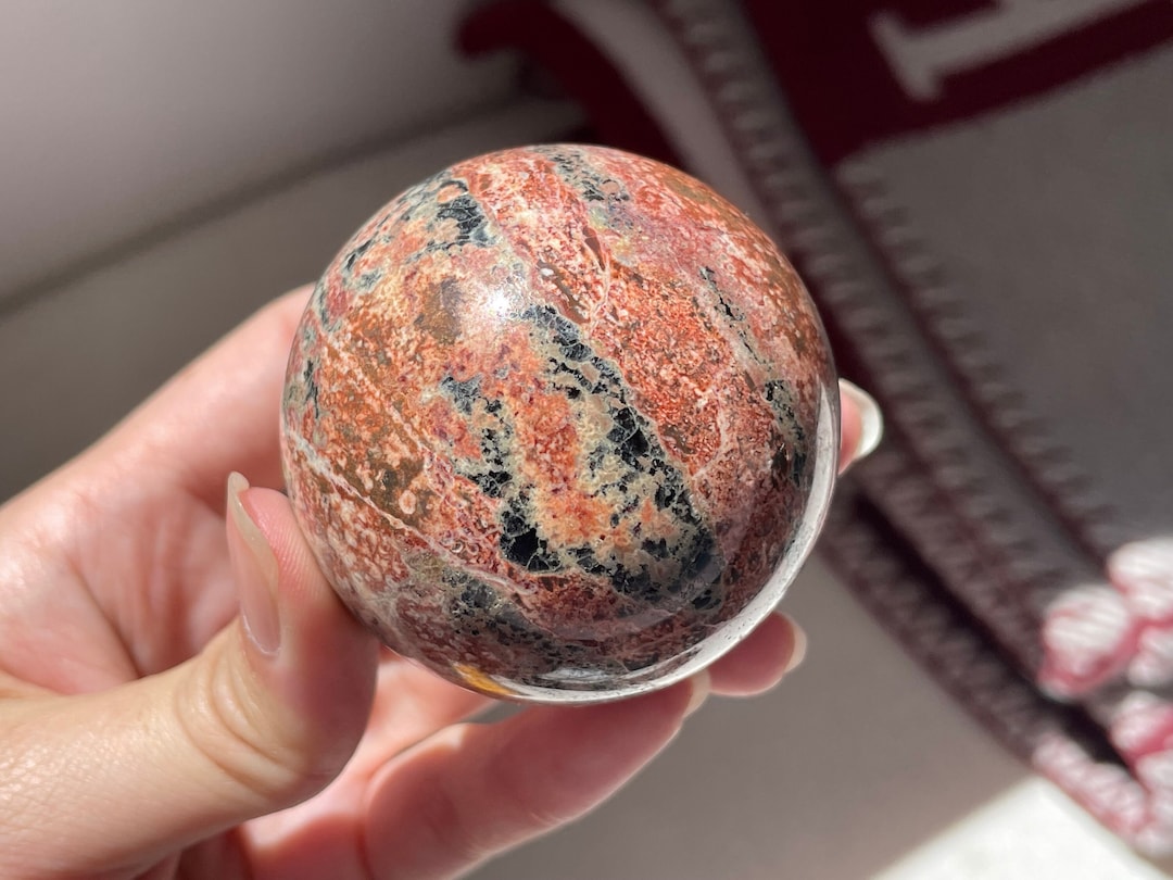 Red Snowflake Obsidian Sphere | Red Flower Obsidian Crystal Sphere ...